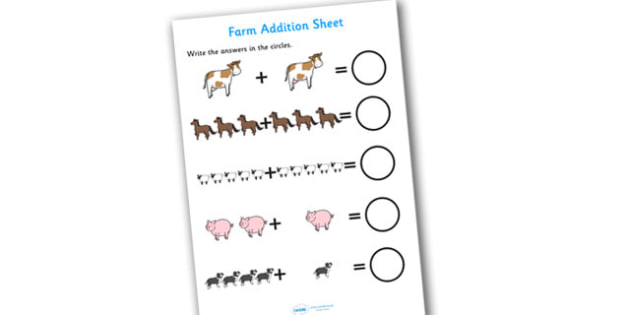 Farm Addition Sheet (teacher made)