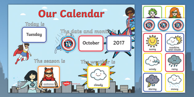 Superhero Days of the Week Display Calendar (teacher made)