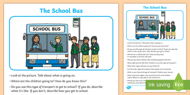 The School Bus Oral Language Worksheet / Worksheet