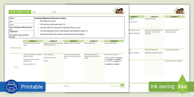 Grade 3 Phonics - Lesson Plan For Grade 3 English