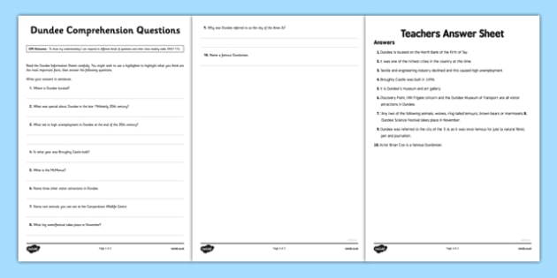 Dundee Comprehension Questions (teacher made)