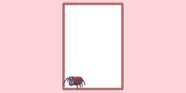FREE! - Simple Blank Cartoon Spider Page Border | Twinkl