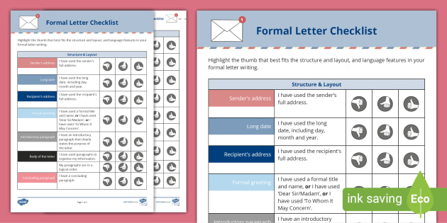 You've Got Mail! Level 4 Letter Writing Student Checklist