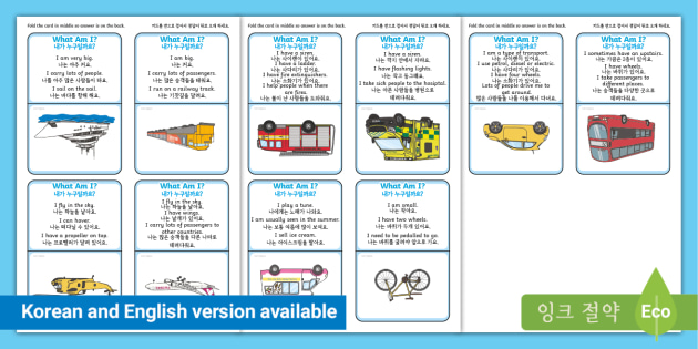 Who Am I [Transport] Guessing Game Cards (teacher made)