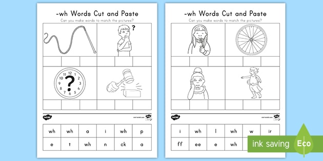 -wh Digraphs Cut and Paste Activity (teacher made)