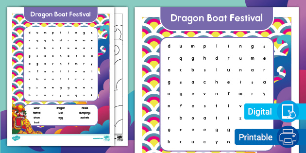 Dragon Boat Festival Word Search - Twinkl USA Resources