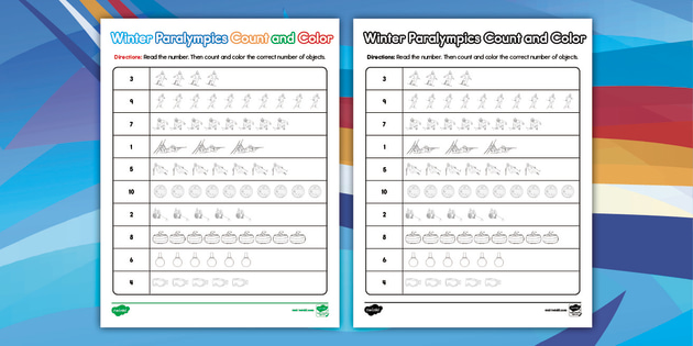 Winter Paralympics Count and Color | Twinkl USA Resources