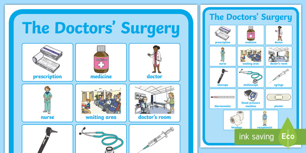 The Doctors' Surgery Aistear Vocabulary Display Poster