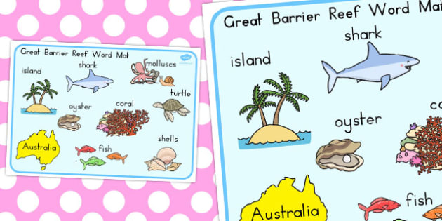Great Barrier Reef Word Mat (teacher made)