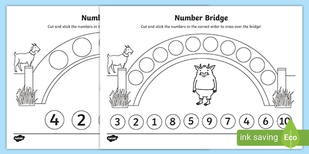 Number Bridge Cut and Stick Worksheet (teacher made)