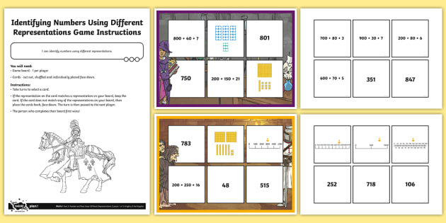 Identifying Numbers Using Different Representations Game