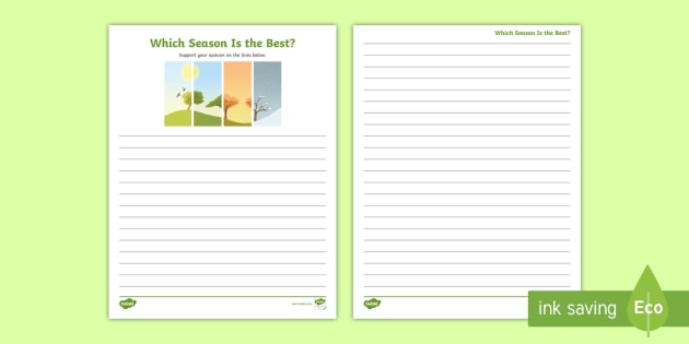 Which Season Is Best? Opinion Writing Prompt