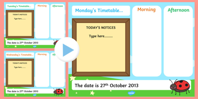 KS1 Visual Timetable Interactive PowerPoint Editable