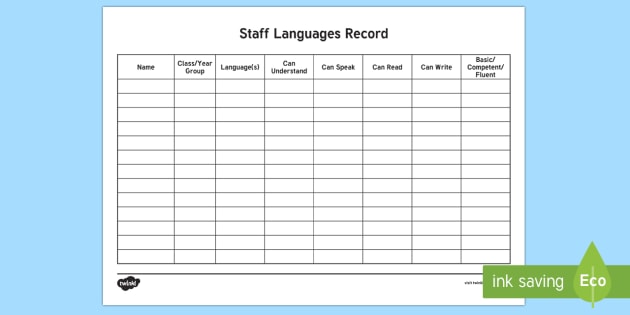 Staff Languages Record
