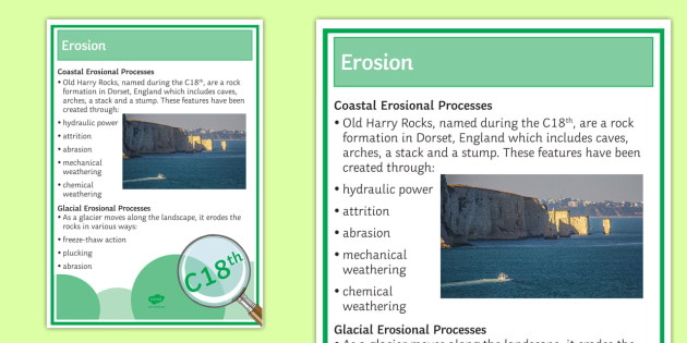 Humanities Display (Geography): Erosion A4 Display Poster