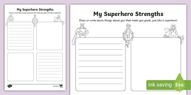 My Superhero Strengths Activity Sheet (teacher made)