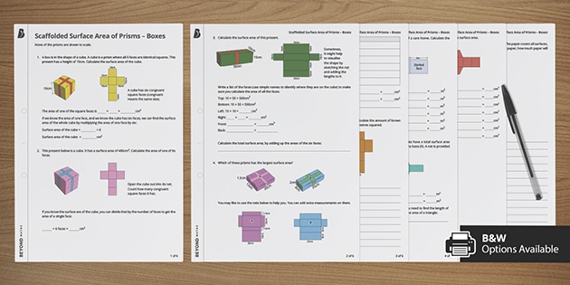 👉 Scaffolded Surface Area of Prisms - Boxes | KS3 Maths