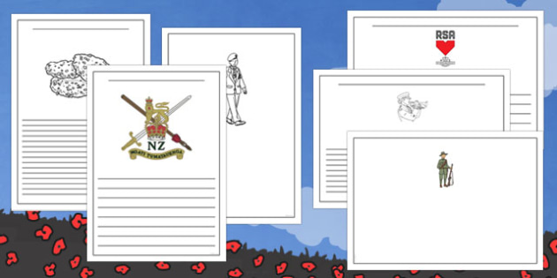 New Zealand Anzac Day Writing Frames