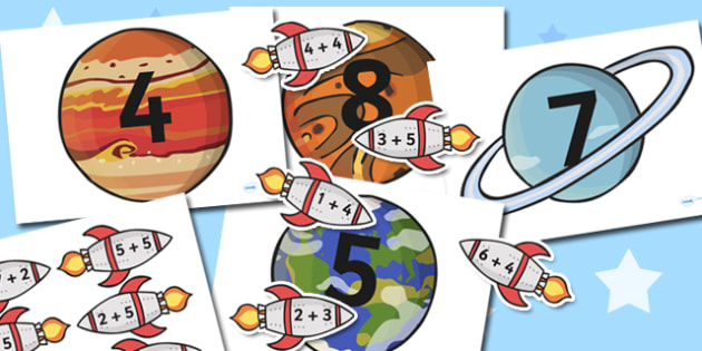Space Themed Addition to 10 Activity (teacher made)