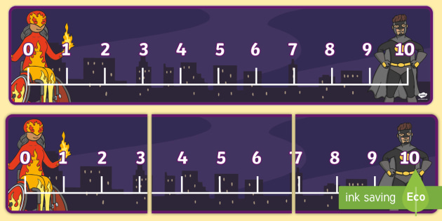 Superhero 0-10 Number Line Display Banner (teacher made)