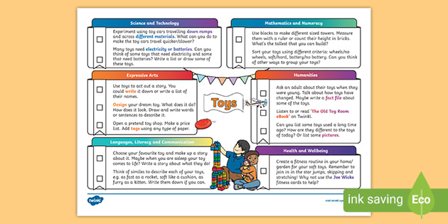 Toys Home Learning Mat Age 3-7