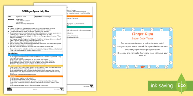 Sugar Cube Tower Finger Gym Plan And Prompt Card Pack