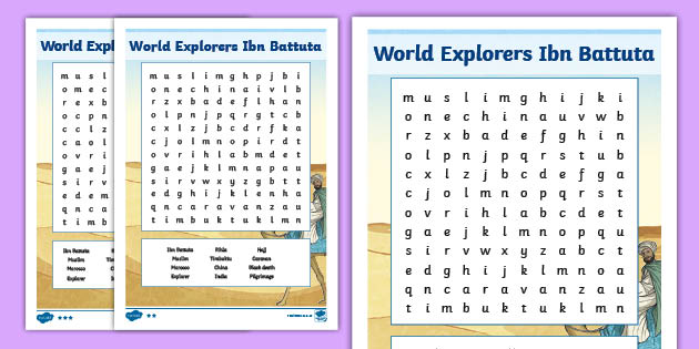 Crash Course Podcast World Explorers Ibn Battuta Word Search