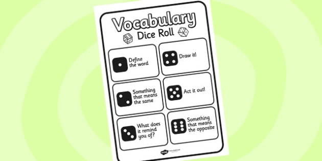Vocabulary Dice Roll Activity - vocabulary, dice, dice rolling