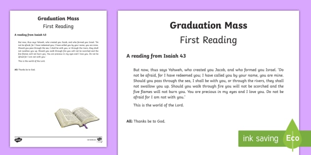 Graduation Mass First Reading Print-Out (teacher made)