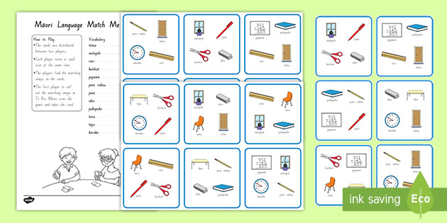 Match Me Classroom Vocabulary Cards Te Reo Māori