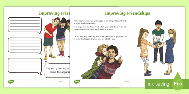 Improving Friendships Worksheet
