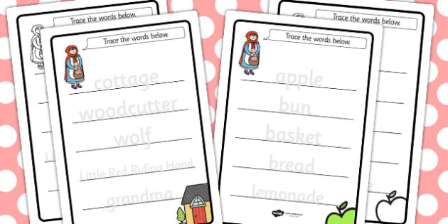 Little Red Riding Hood Trace the Words Worksheets - worksheet