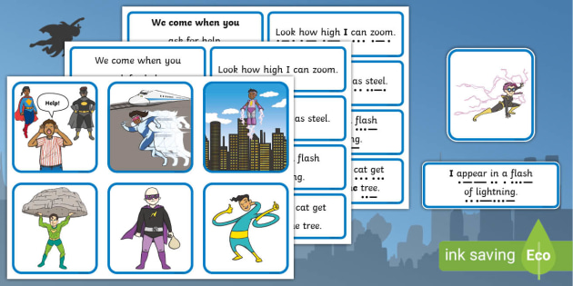 Superheroes Simple Sentence Matching Activity (teacher made)