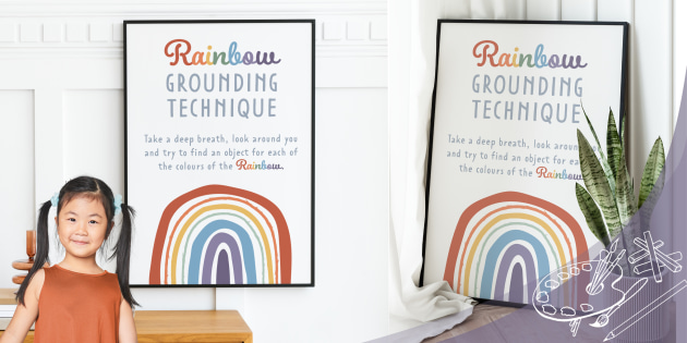 Rainbow Grounding Technique Calm Corner Mindfulness Poster