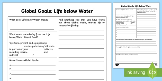 Global Goals: Life Below Water Fact File (teacher made)