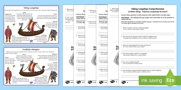 Vikings Longships Differentiated Reading Comprehension Activity