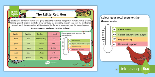KS1 Speak like an Expert Challenge Card: Little Red Hen