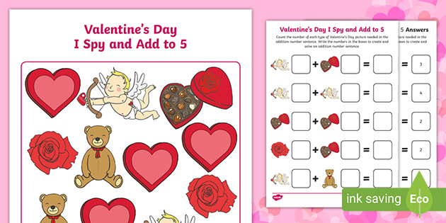 👉 Valentine's Day I Spy and Add to 5