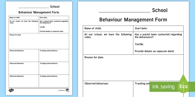 Behaviour Management Plan Template Primary Resources