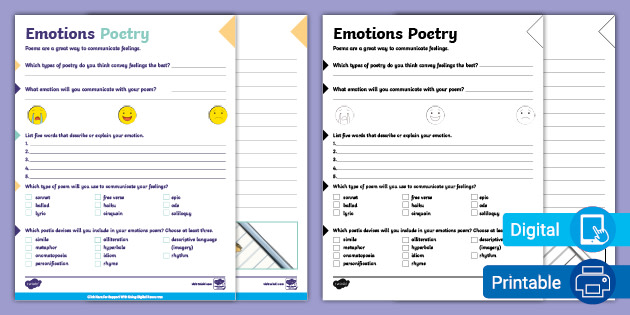 Emotions Poem Activity (teacher made)