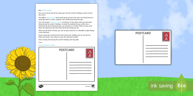 Summer Postcard Activity Letter (teacher made)