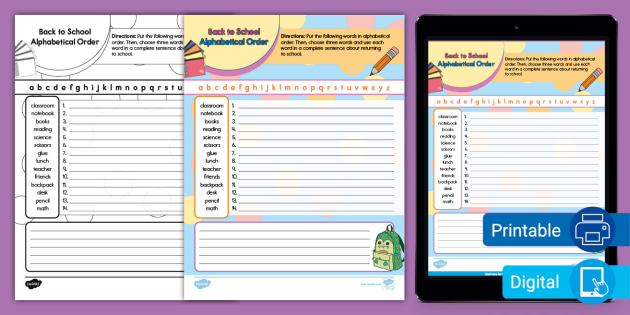 Abc Order Worksheet 1st Grade