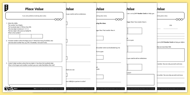 Place Value Problem Solving Worksheets Primary Resources