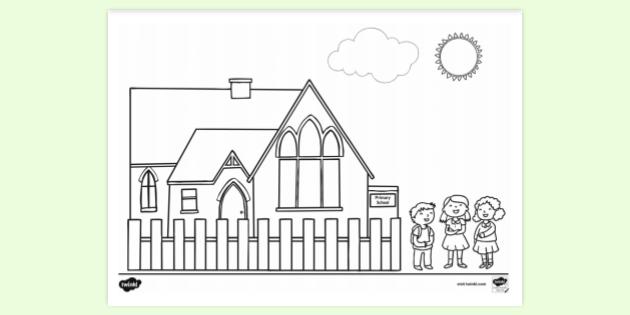 FREE! - School House Colouring | Colouring Sheets