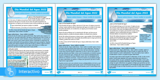 PDF interactivo: Día Mundial del Agua - Comprensión lectora por niveles