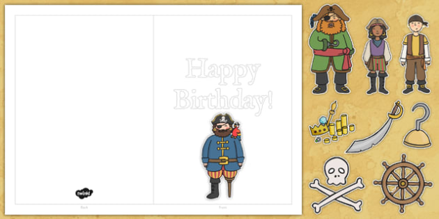 Design Your Own Pirate Themed Birthday Cards (teacher made)