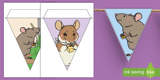 FREE! - Mouse with Cheese Bunting - Display Resource - Twinkl