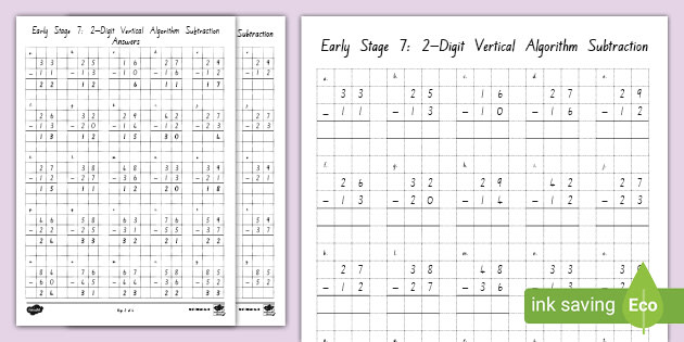 Early Stage 7: 2-Digit Vertical Algorithm Subtraction