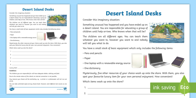 Desert Island Desks Worksheet / Worksheet (teacher made)