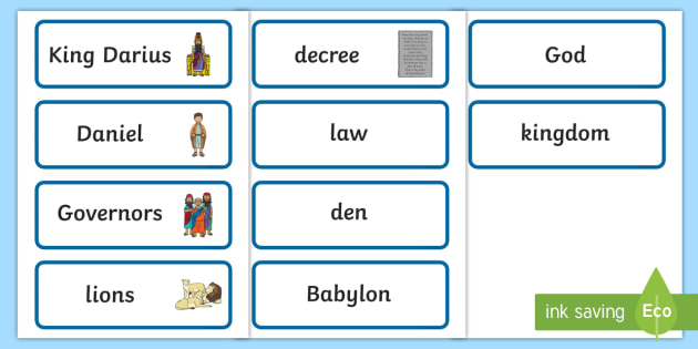 Daniel And The Lions Den Word Cards